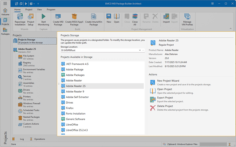 Projects Management - MSI Package Builder