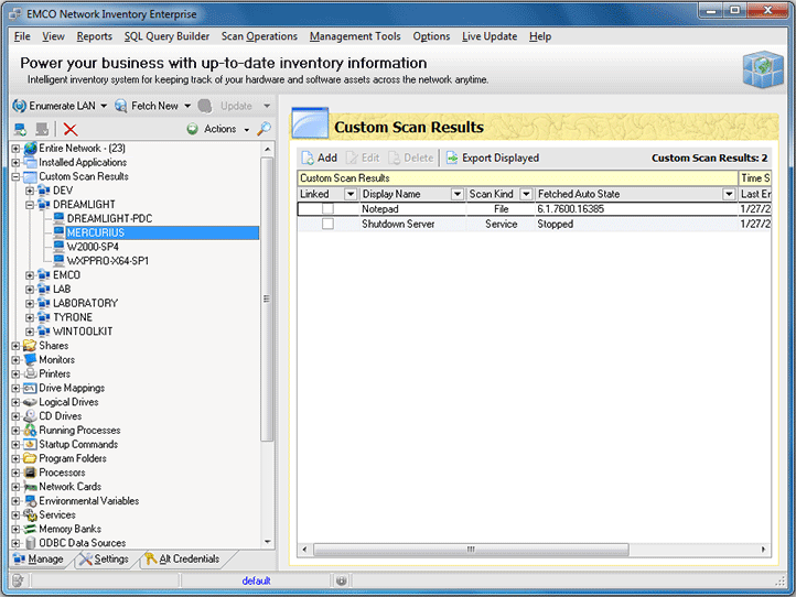Custom Scan Criteria - Network Inventory
