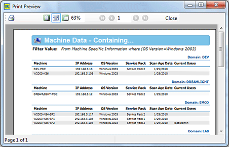Report Machines containing specific inventory data - Network Inventory