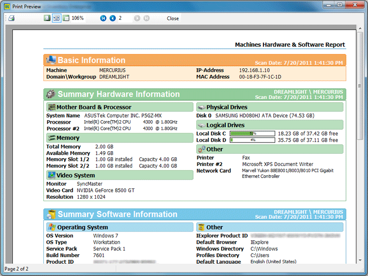 Report Inventory Information for all Machines - Network Inventory