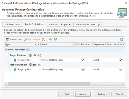 Configuring Pre & Post Actions - Remote Installer