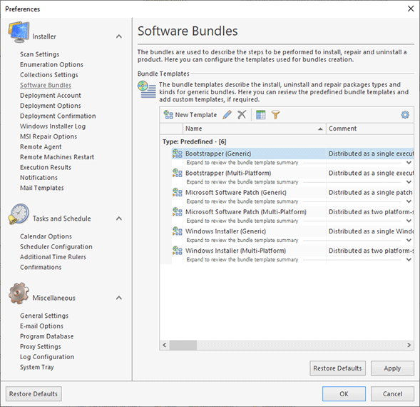 Software Bundles Page - Remote Installer