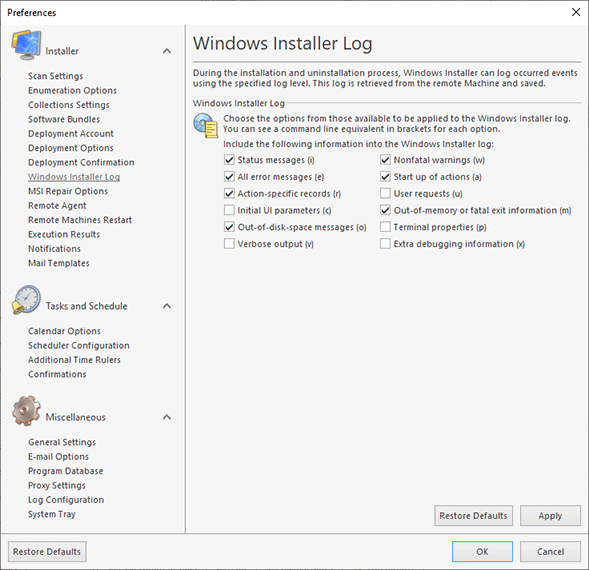 Windows Installer Log Page - Remote Installer